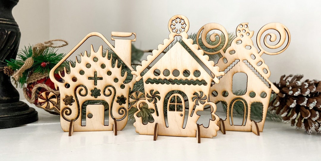 Gingerbread House Village, Christmas Gingerbread House Cutout ...