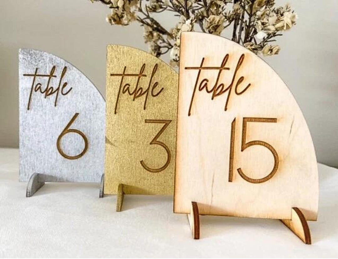 Modern Wooden Wedding Table Numbers, Arched Table Numbers, Calligraphy ...