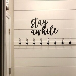 Stay Awhile Sign, Wood Welcome Sign, Home Decor, Gather Decor, Rustic ...