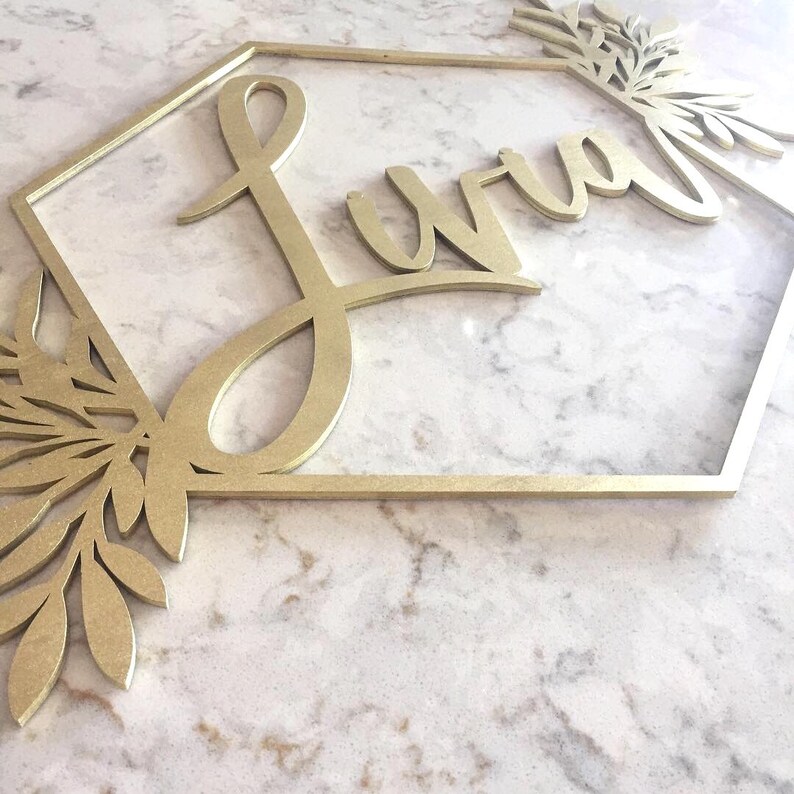 Floral Geometric Custom Wooden Name Sign / Wedding Sign / | Etsy