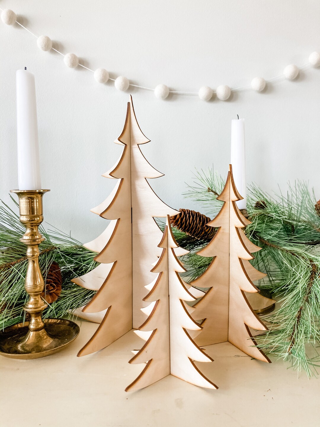 Wooden Trees, Large Wood Trees, Christmas Decor, Holiday Decor, Wood ...