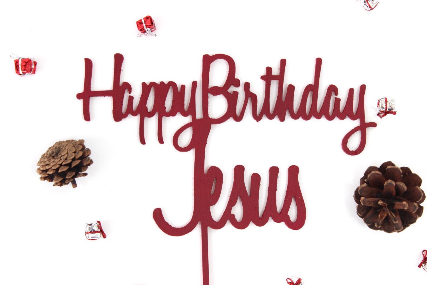 Happy Birthday Jesus Wood Cake Topper // Happy Birthday Jesus - Etsy
