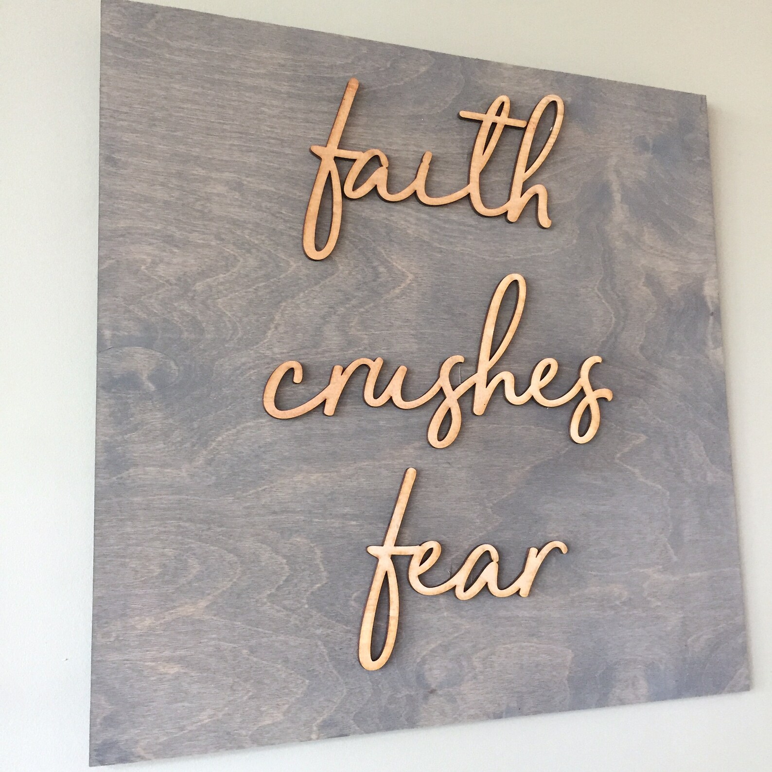 Faith Crushes Fear Sign // Wood Faith Sign //decor // Rustic - Etsy