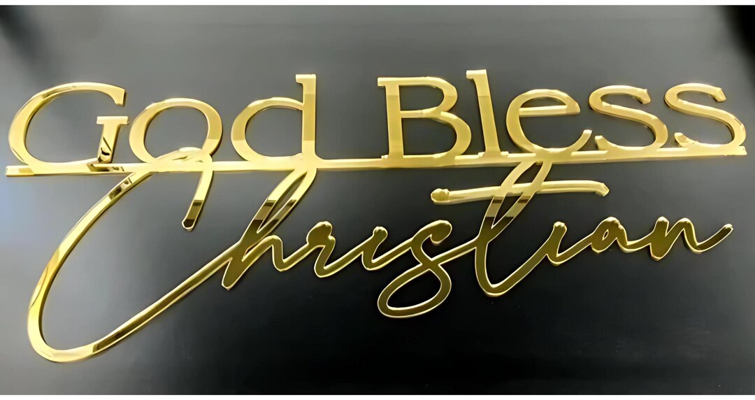 God Bless Gold Name Sign, Custom God Bless Sign, Custom Baptism Sign ...