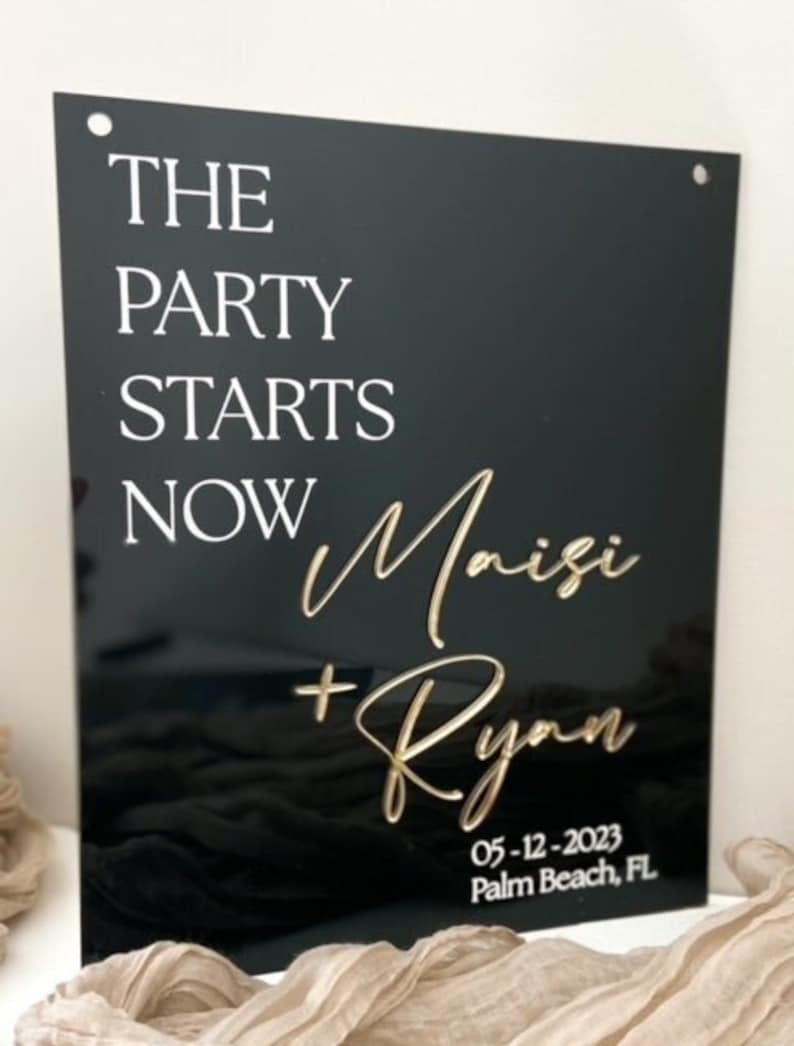 Black Wedding Welcome Sign With 3D Mirror Acrylic Wedding - Etsy