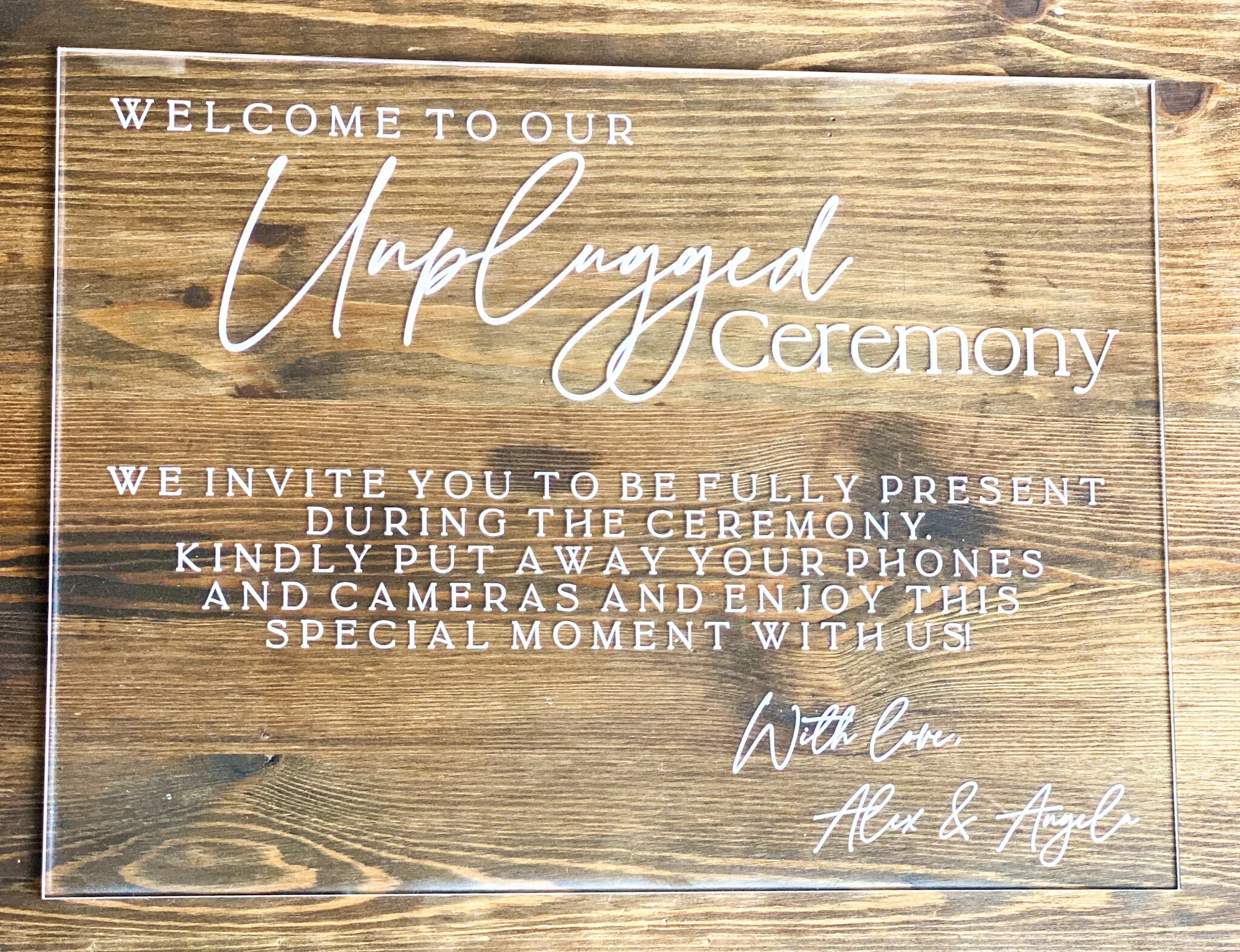 Unplugged Ceremony Sign / Unplugged Sign / Unplugged Event / Acrylic ...