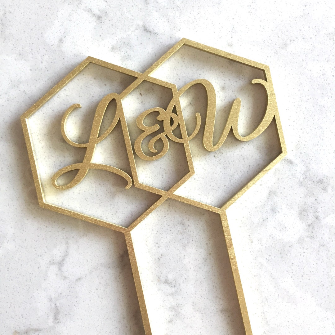 CUSTOM Geometric Cake Topper // Wedding Cake Topper // Custom Cake ...