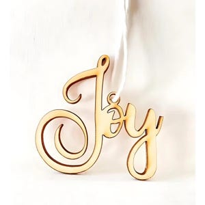 Joy Wooden Ornament, Christmas Ornament, Holiday Decoration, Joy ...
