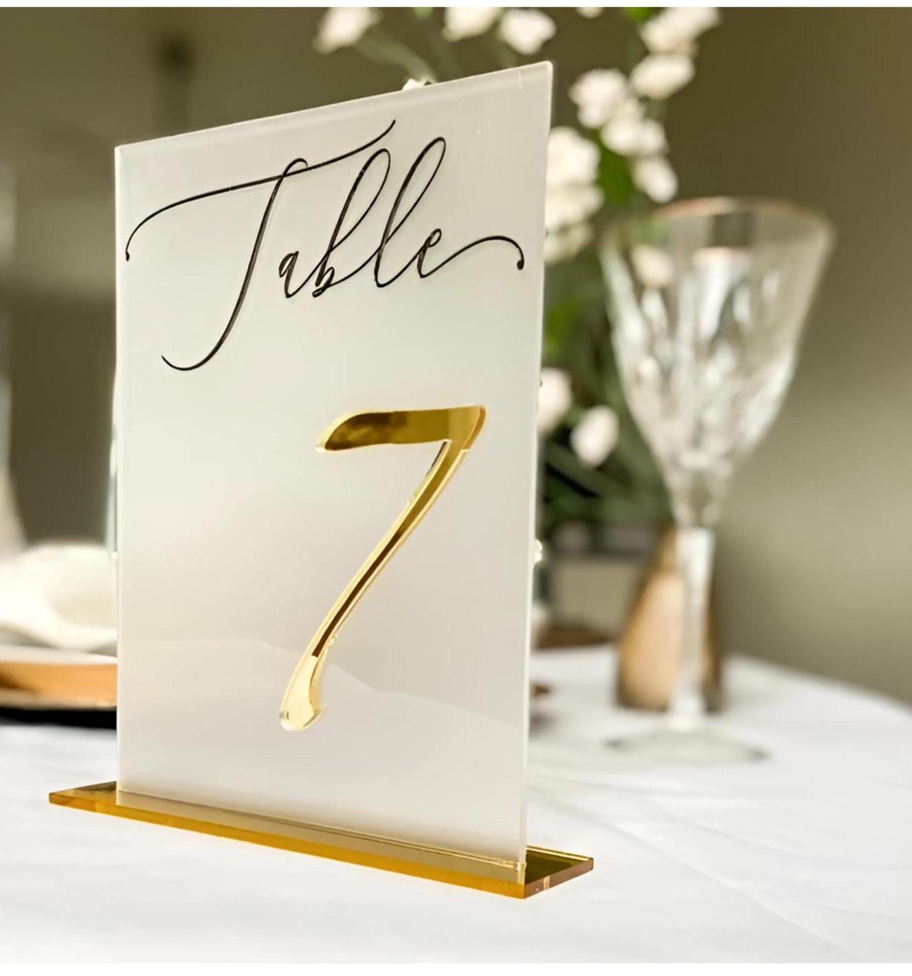 Frosted Gold Acrylic Table Numbers Table Numbers Wedding Decoration Wedding Signage Table Decor Wedding Sign Wedding Reception Sign Etsy