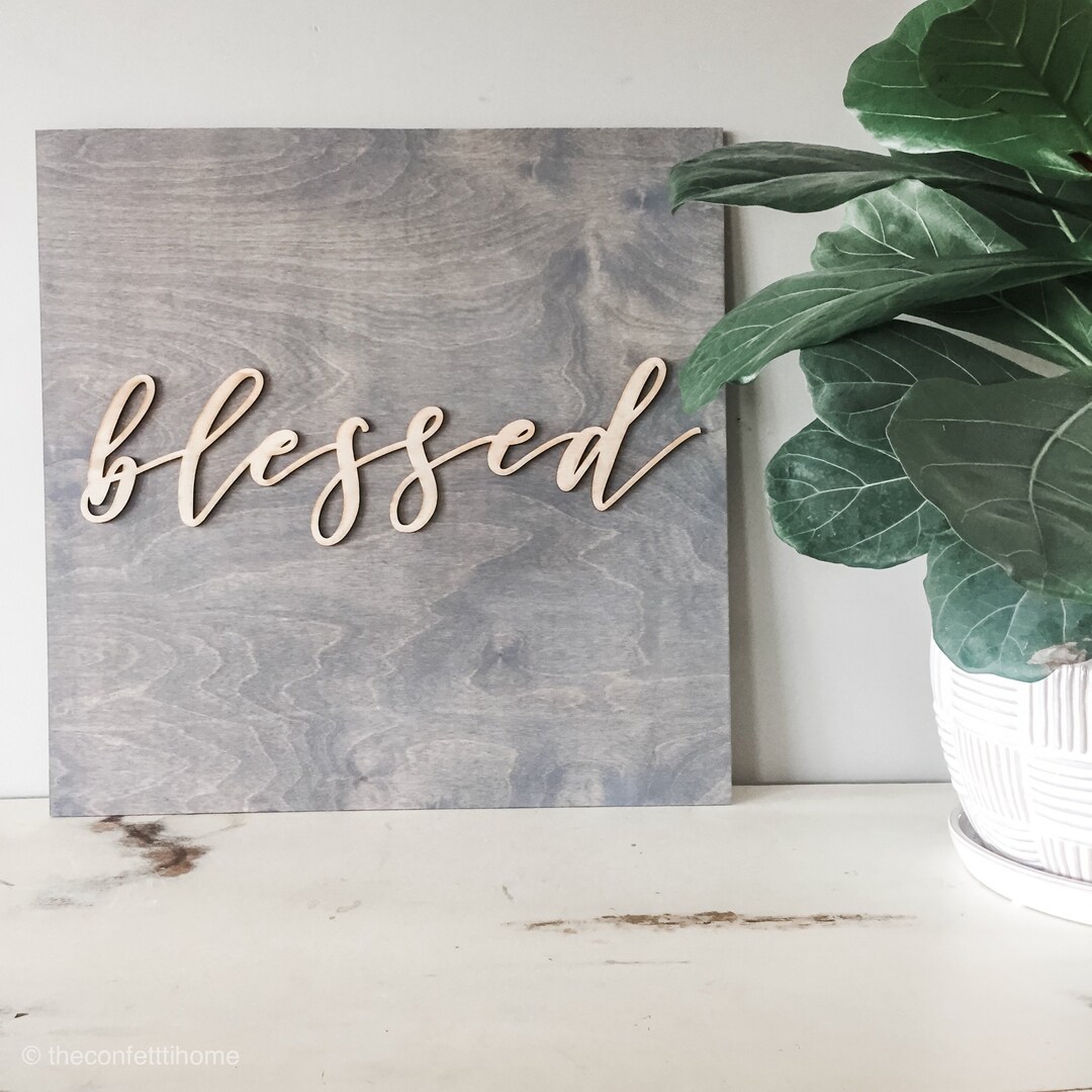 Blessed Sign, Wood Faith Sign, Decor, Rustic Wood Sign, Wood Sign, Wall ...