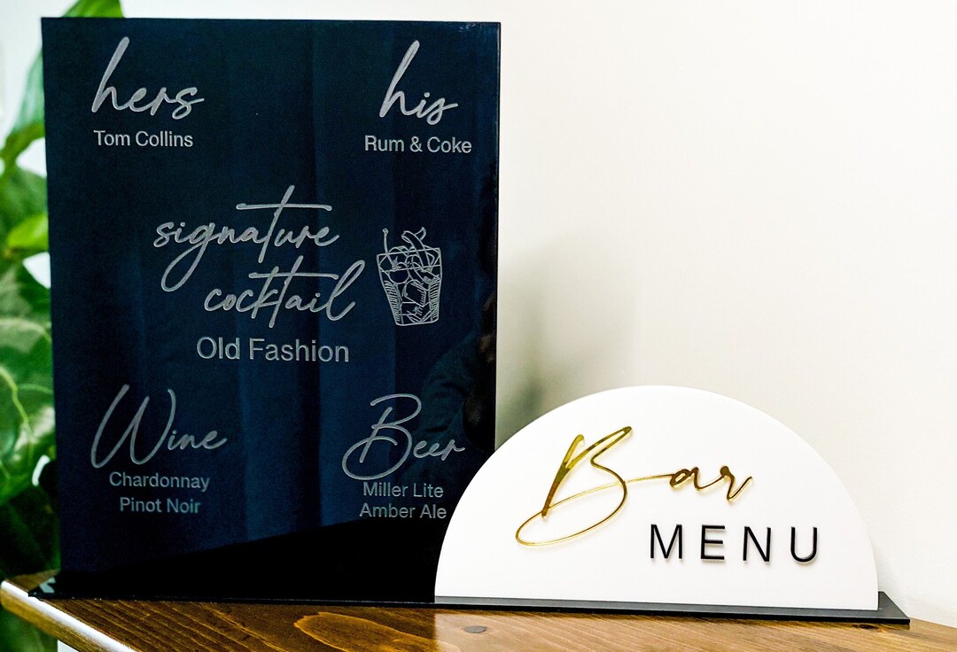 Wedding Bar Menu Sign, Wedding Signature Drinks, Custom Bar Sign ...