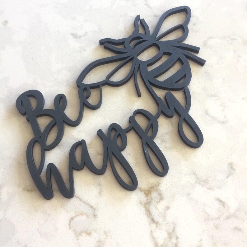 Bee Happy Sign, Wood Bee Sign, Home Decor, Bee Happy Decor, Rustic Wood ...