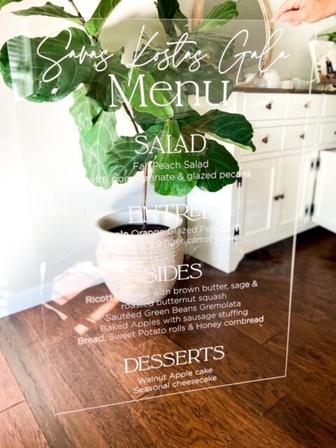 Clear Acrylic Wedding Menu Sign Wedding Table Menu Sign Menu Board ...