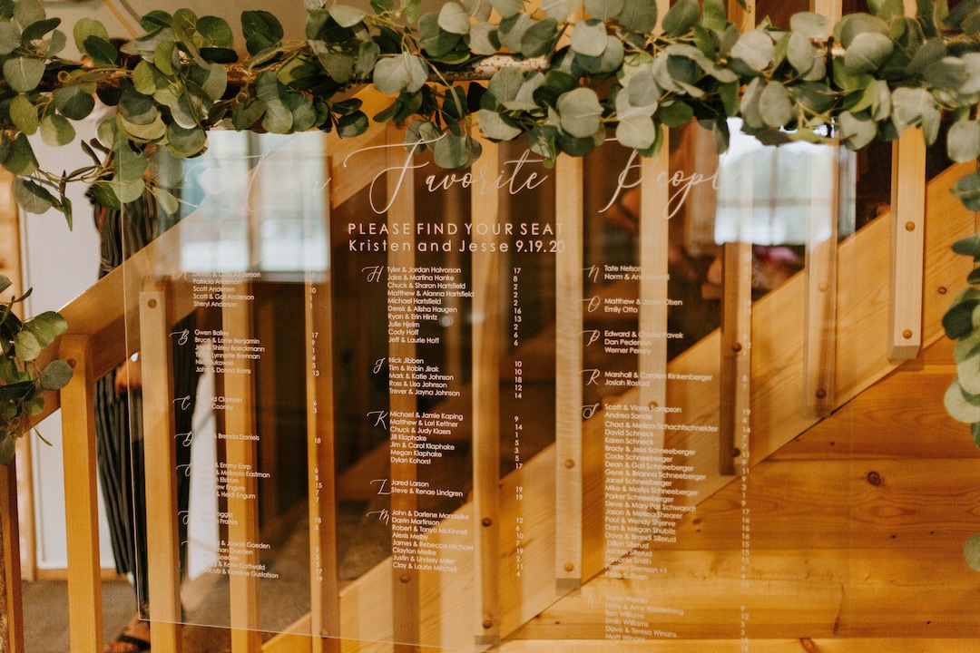 Acrylic Seating Chart, Clear Horizontal Seating Chart, Modern Wedding ...