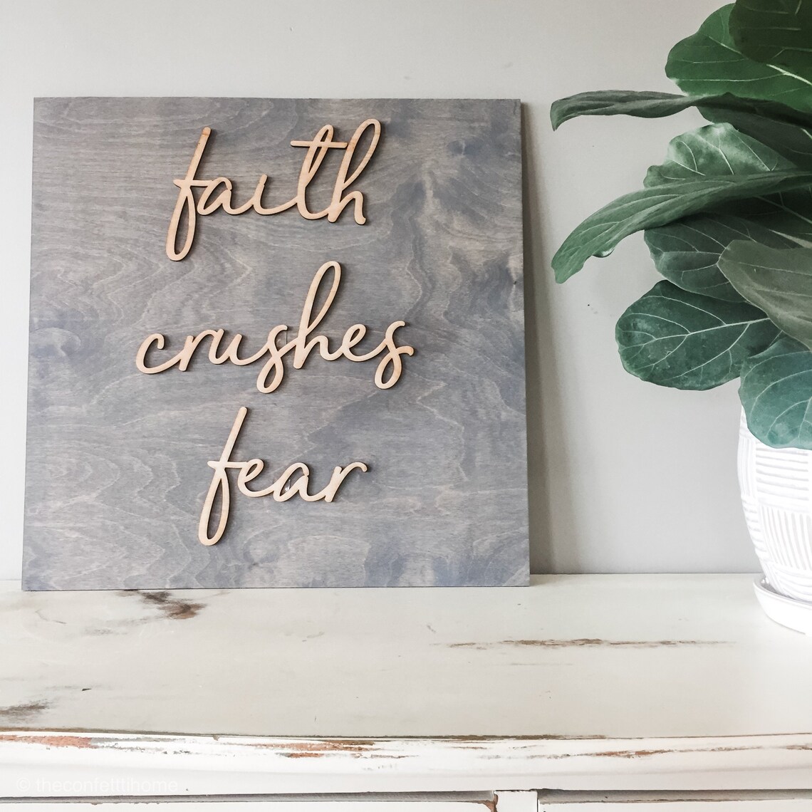 Faith Crushes Fear Sign // Wood Faith Sign //decor // Rustic - Etsy