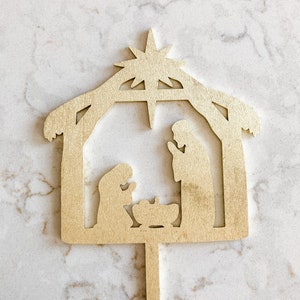 Nativity Cake Topper, Happy Birthday Jesus Cake Topper, Christmas Cake ...
