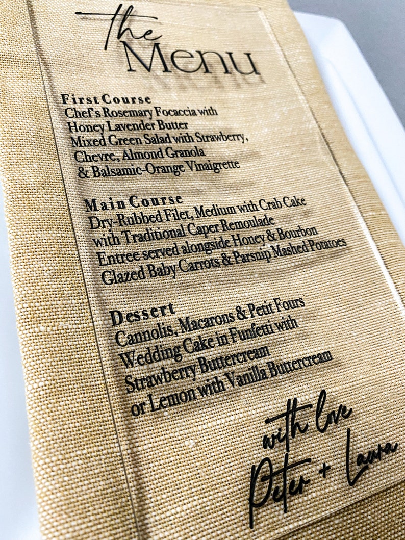 Clear Acrylic Table Menus, Personalized Table Menus, Wedding Table ...