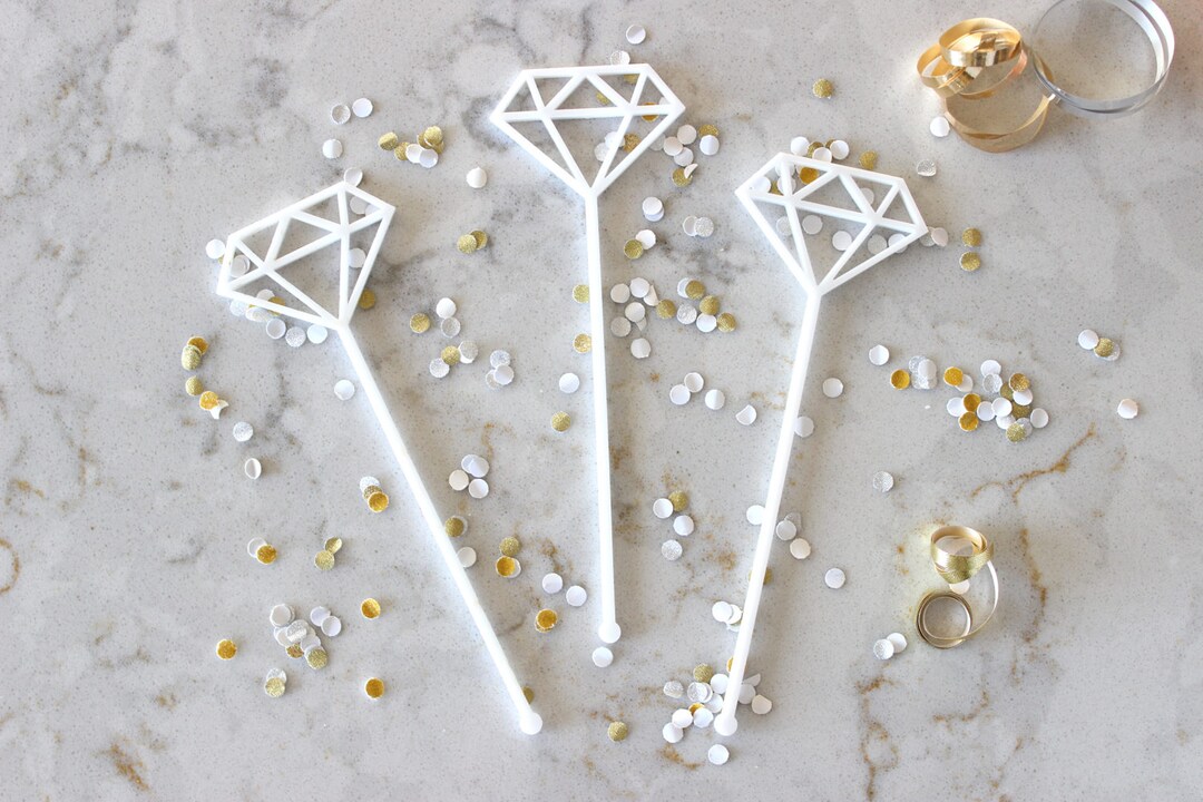 Diamond Drink Stirrers // Drink Stirrers // Bridal Shower // Engagement ...