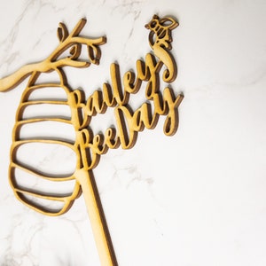Custom Bee Cake Topper, Birthday Cake Topper, Wood Cake Topper, Bee ...