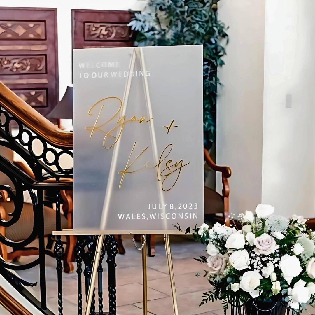 Wedding Welcome Sign With Mirror Accents, Welcome Plaque, Elegant ...