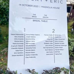 Modern Seating Chart, Family Style Seating Chart, Elegant Bridal Table ...