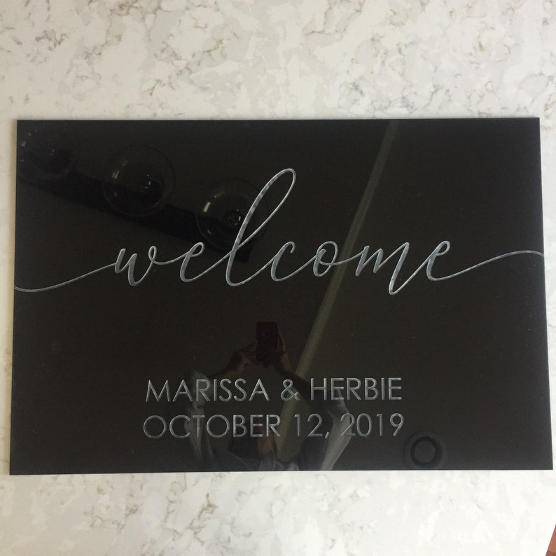 Black Wedding Welcome Sign Wedding Signage Acrylic Welcome - Etsy