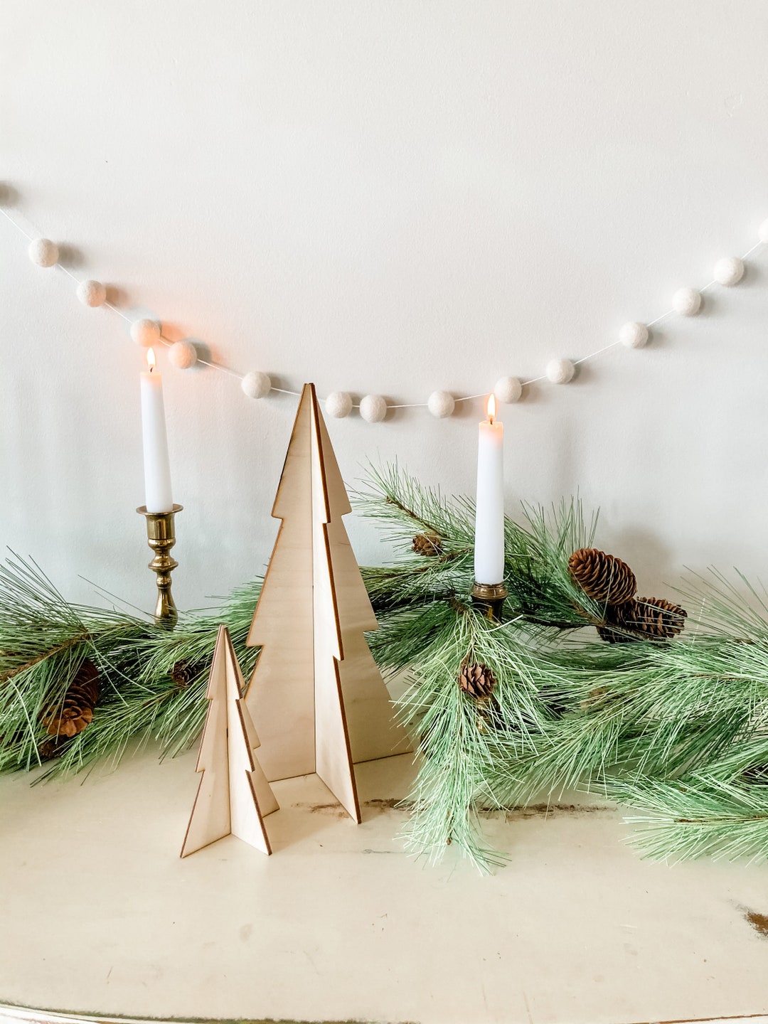 Modern Wooden Trees, Wooden Tree Set, Christmas Deco, Holiday Decor ...