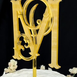 Gold Mirror Monogram Cake Topper, Monogram Custom Topper, Custom ...