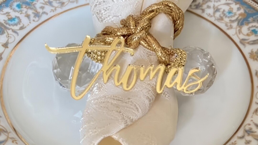 Mirror Acrylic Name Place Cards, Personalized Name Cards, Wedding Favor ...