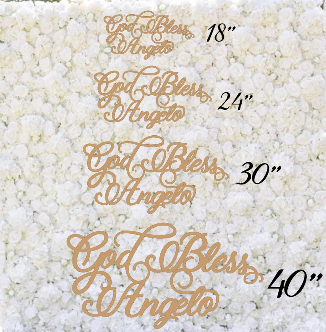 Custom Gold Mirror God Bless Name Sign, God Bless Sign, Custom Baptism ...