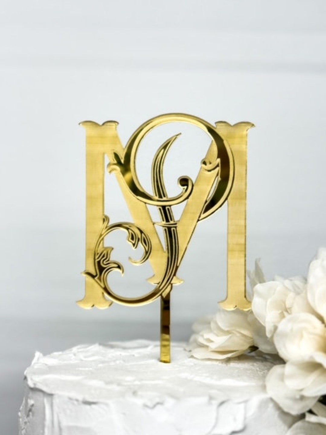 Gold Mirror Monogram Cake Topper, Monogram Custom Topper, Custom ...