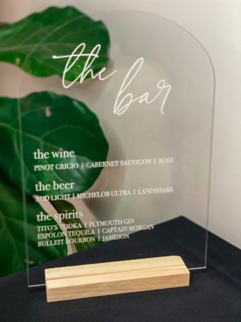 Frosted Acrylic Arched Bar Sign Wedding Arched Bar Menu the - Etsy