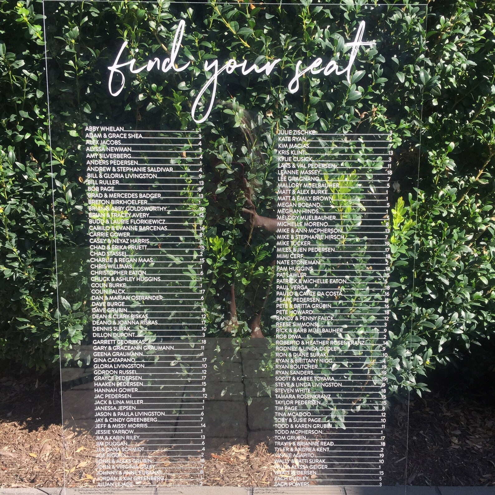 Custom Acrylic Seating Chart / Wedding Seating Chart / Clear - Etsy