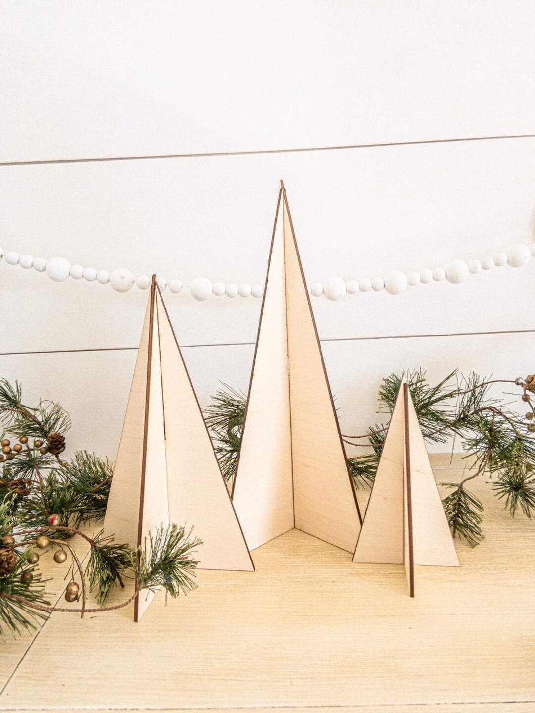 Modern Wooden Trees, Wooden Tree Set, Christmas Decor, Holiday Decor ...