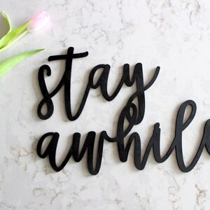 Stay Awhile Sign, Wood Welcome Sign, Home Decor, Gather Decor, Rustic ...