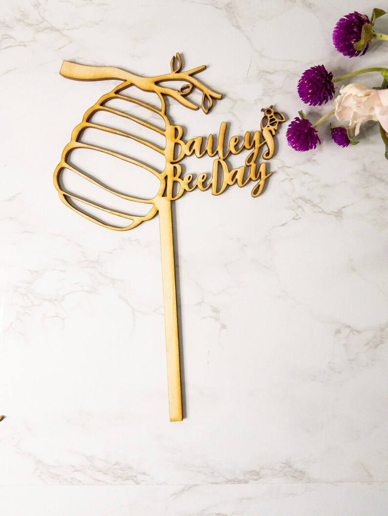 Custom Bee Cake Topper Birthday Cake Topper Wood Cake - Etsy
