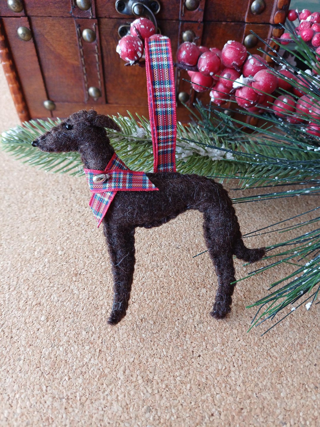 Brown Brindle Greyhound Ornament, Sighthound Christmas Decoration With ...