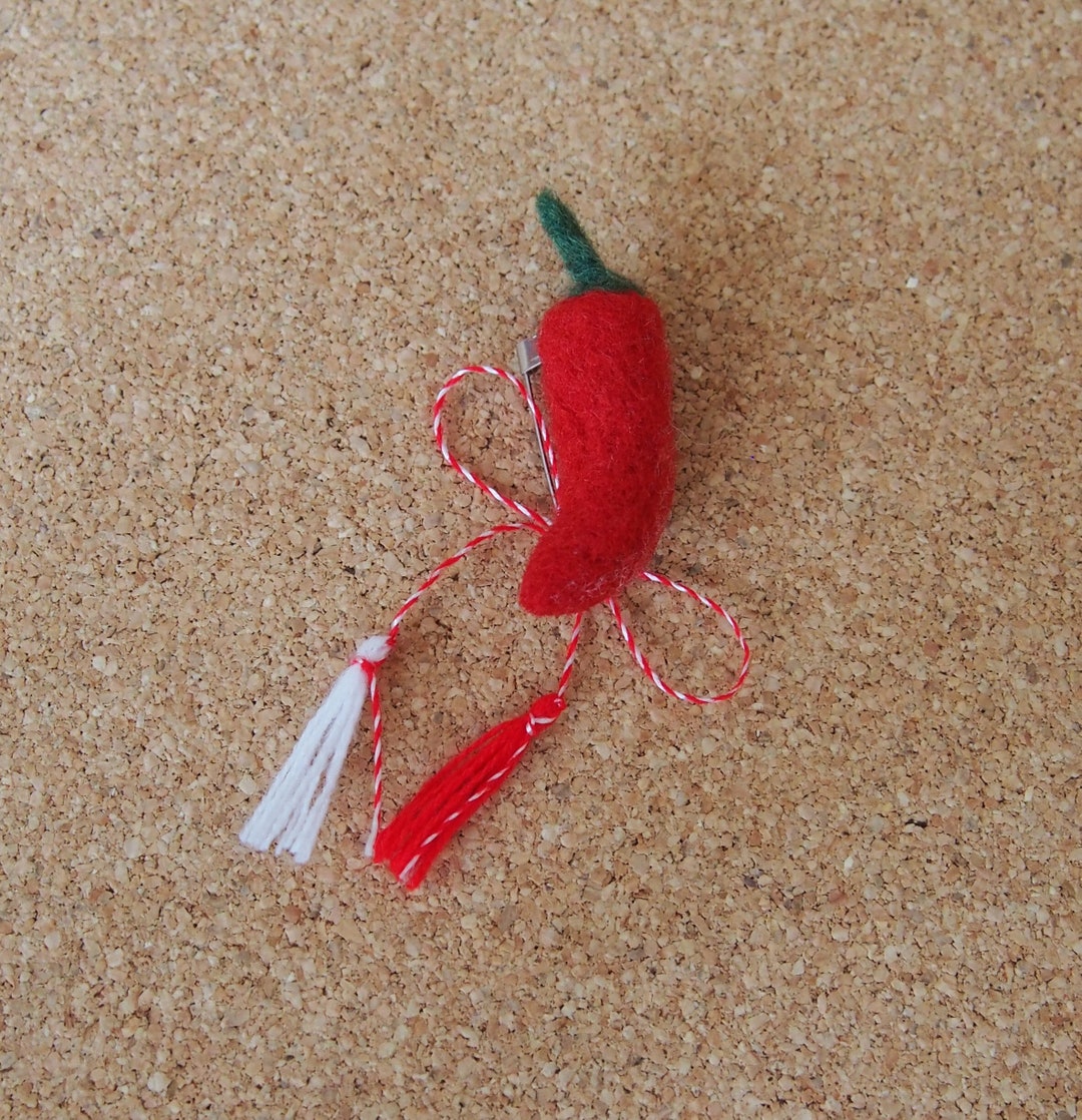 Red Chili Pepper Pin, Hot Chilli Pepper Martenitsa Brooch, Needle ...