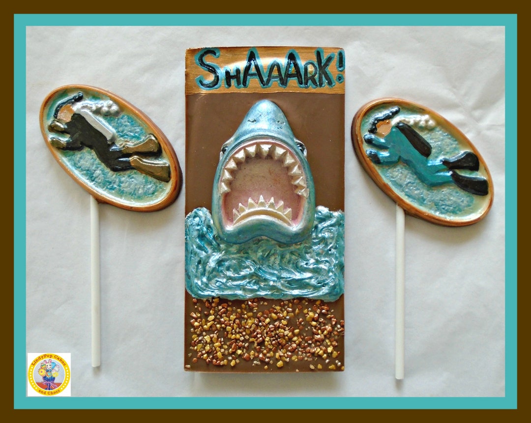 Shark Gift/chocolate Shark/jaws Chocolate Gift/edible Shark Lollipop ...