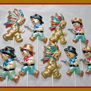 Hand-painted Chocolate Cowboy and Indian Lollipops: Wild West Party ...