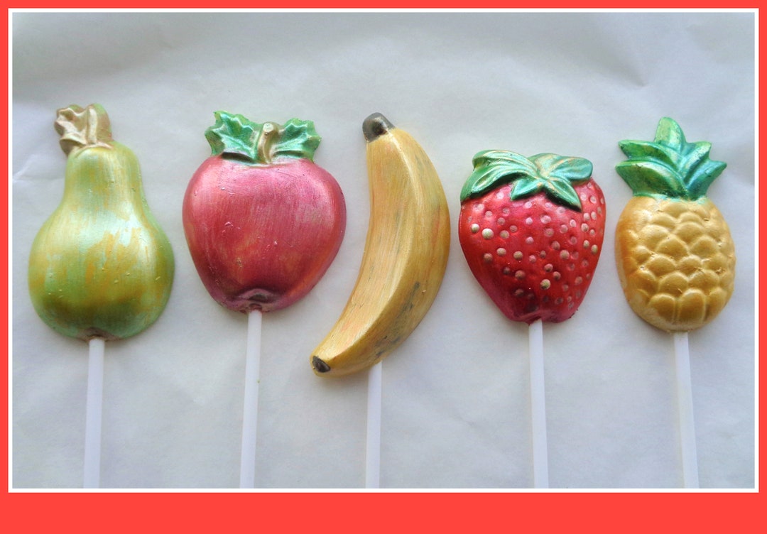 Chocolate Fruit Lollipops/kids Birthday Party Favourst/apple/banana ...
