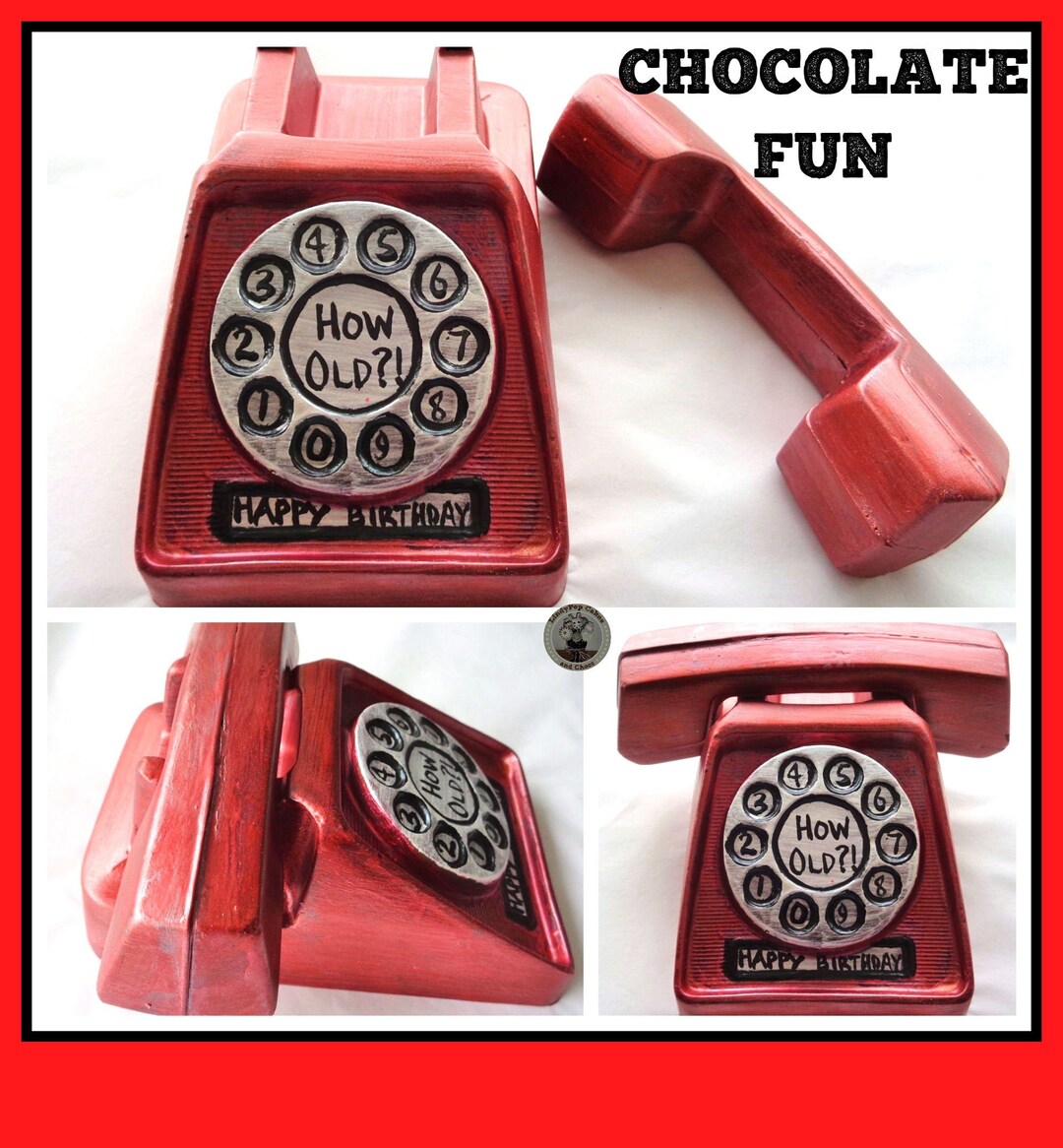 Hand-painted Chocolate Retro Telephone: Personalised Edible Birthday ...