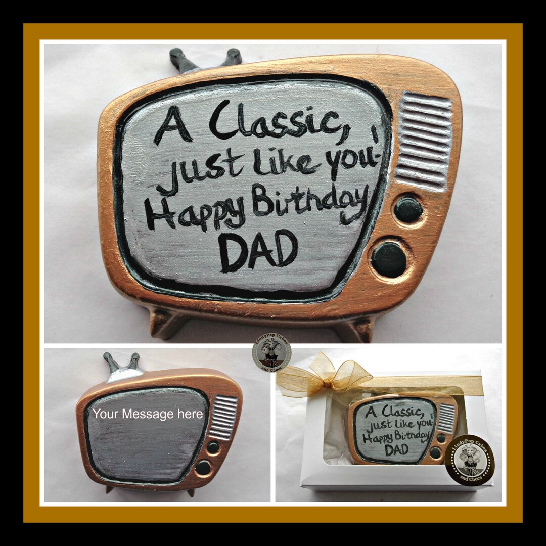 Retro TV Chocolate Gift/tv Lover/personalised Birthday Gift/chocolate ...