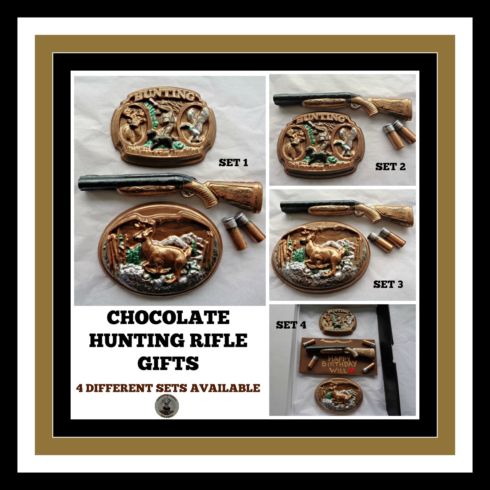Hunting Chocolate Gift - Deer Hunter Present - Edible Cake Toppers ...