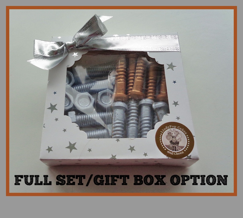 Chocolate Screws and Bolts: Edible Tool Gift - Cake Toppers - Hand ...