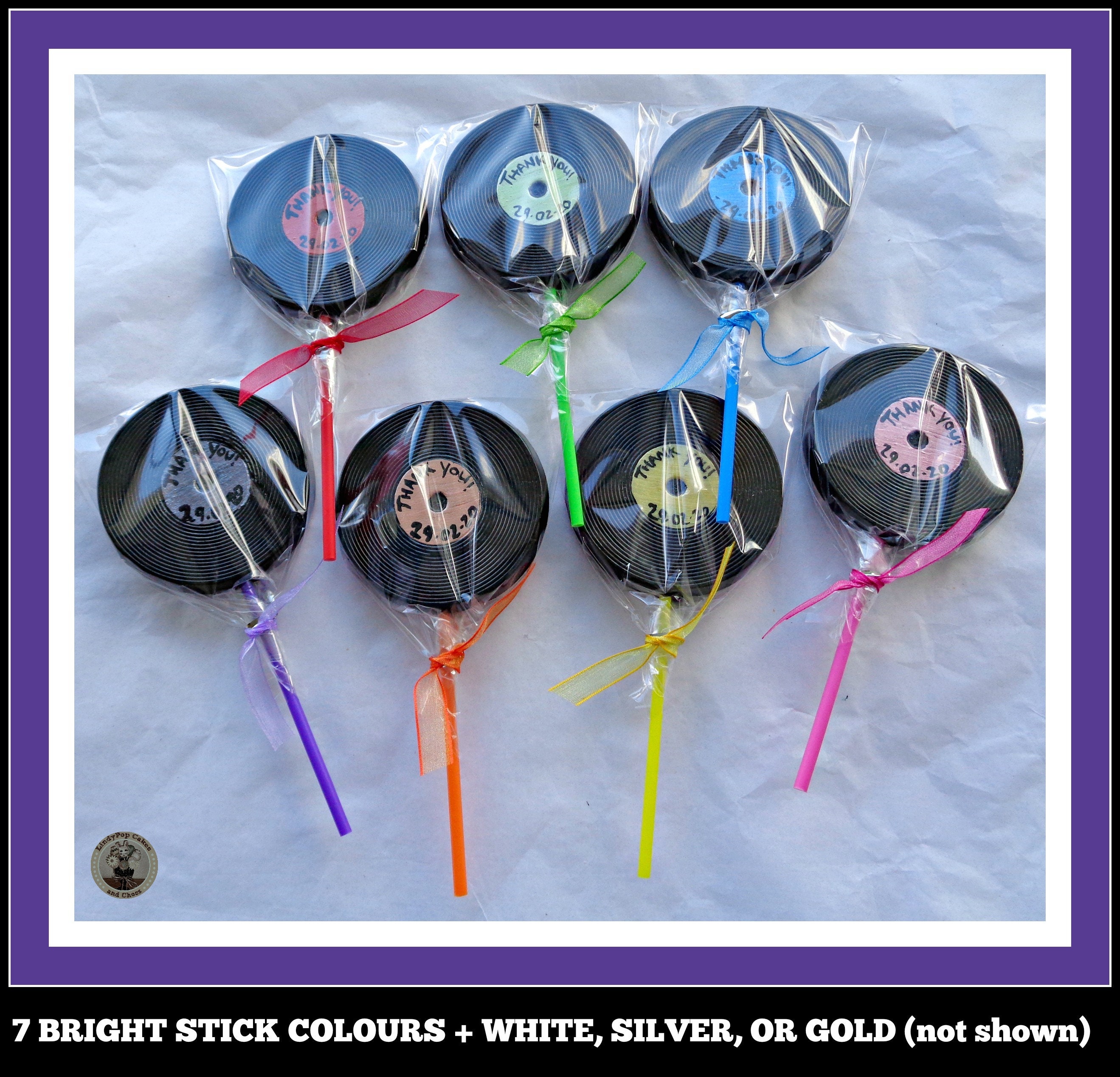 Vinyl Record Chocolate Lollipops: Personalised Party Favours (set of 3 ...