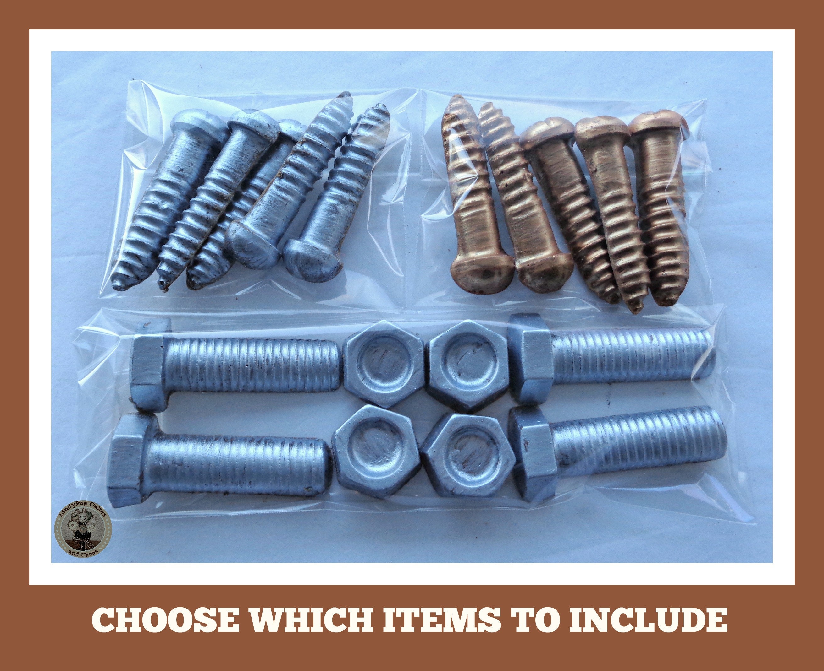 Chocolate Screws and Bolts: Edible Tool Gift - Cake Toppers - Hand ...