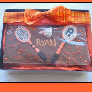 Badminton Chocolate Gift: Personalised Sport Treat Hand Painted - Cake ...