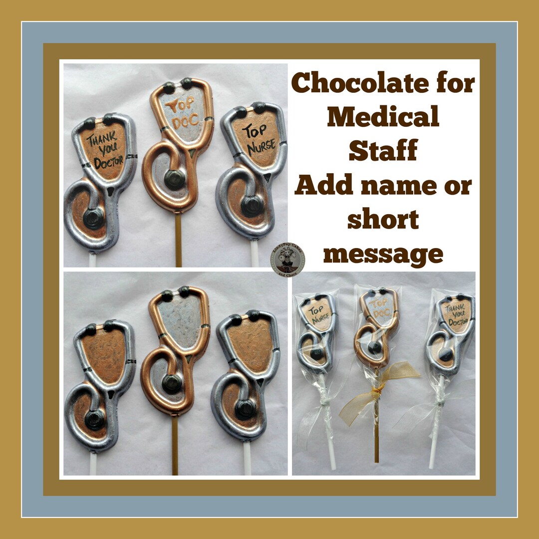 Stethoscope Chocolate Lollipop Set of 3: Personalised Doctor/nurse Gift ...