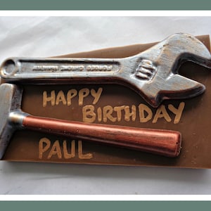 Chocolate Tools Gift: Edible Hammer & Wrench for Handyman - Cake Topper ...